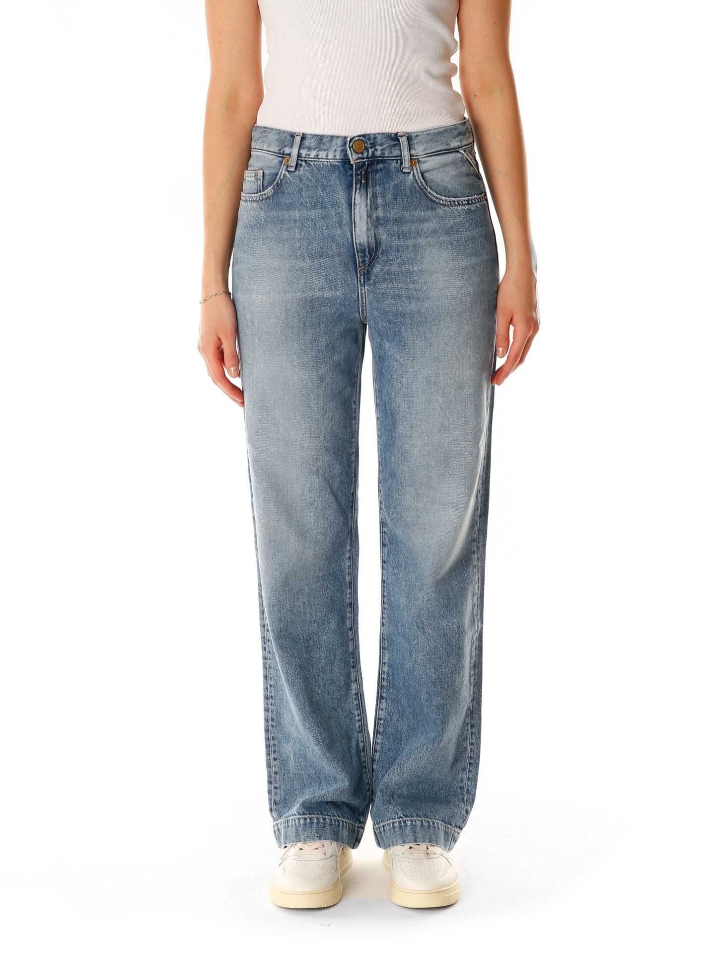 Replay Melja Relaxed Straight Fit Mid Waist Jeans